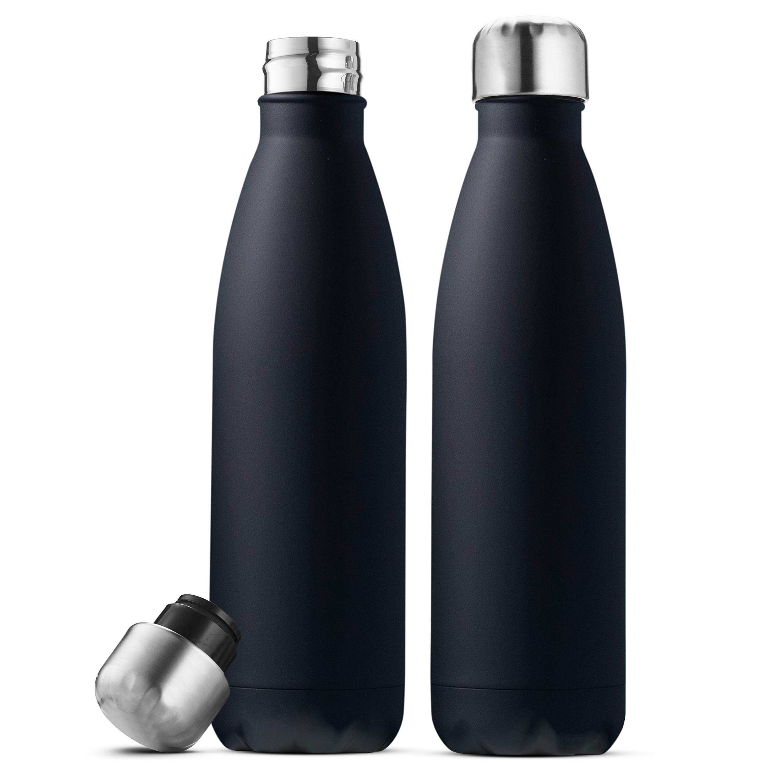 FineDine Triple-Insulated Stainless-Steel Water Bottle (set of 2) 17 Oz, Sleek Bottles, Keeps Hot & Cold, 100% Leakproof, Sweatproof Water Bottles, Great for Travel, Picnic, & Camping