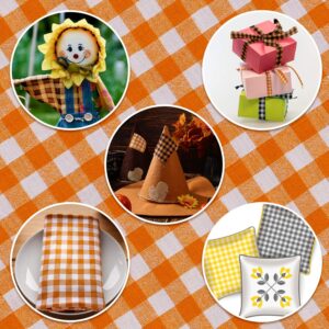 6 Pieces Thanksgiving Cotton Fabric Bundles 18 x 20 Inch Plaid Cotton Fabric Craft Bundle Patchwork for Thanksgiving Quilting Sewing DIY Scrapbook Craft Fabric Supplies