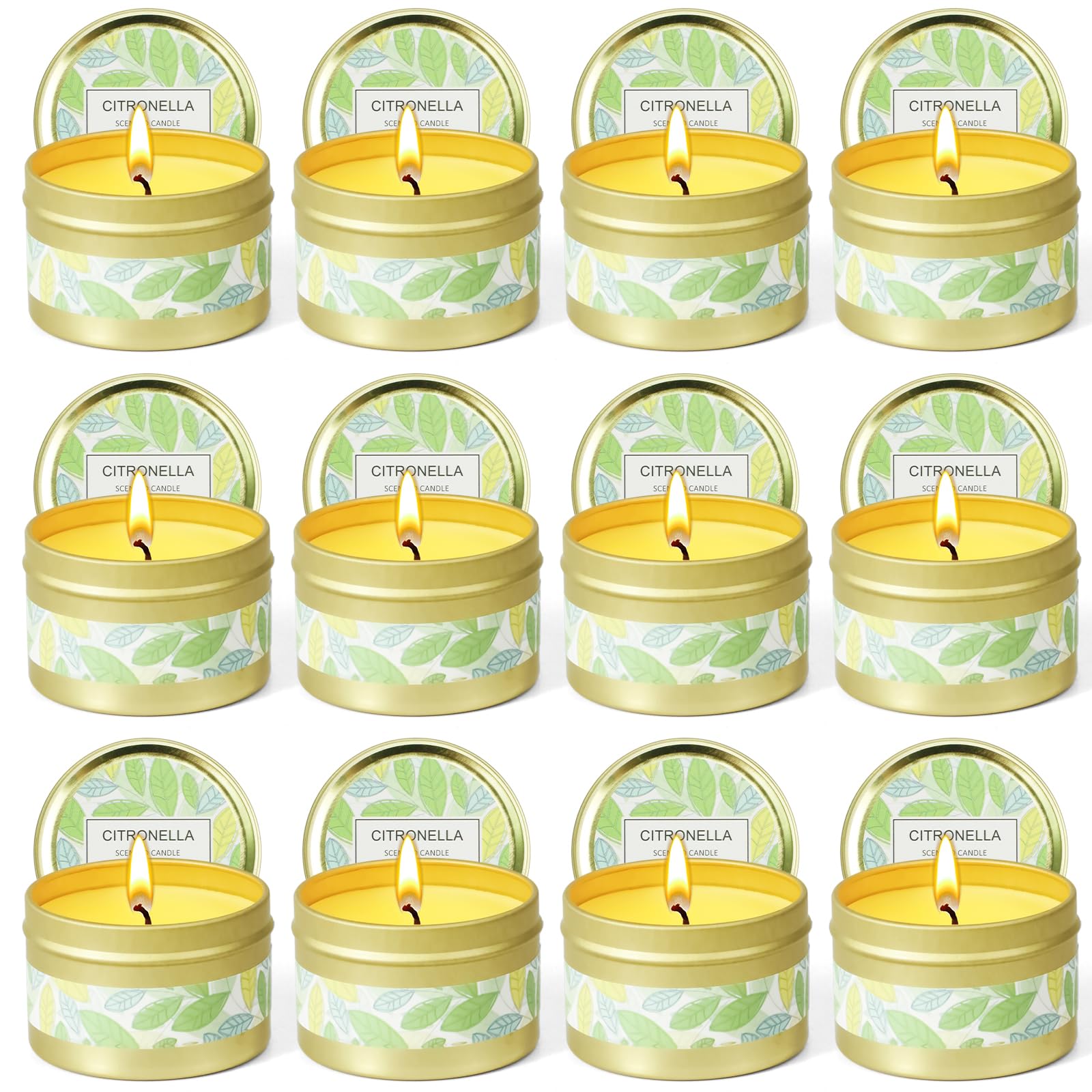 LA BELLEFÉE Citronella Candles Outdoor, Lemongrass Scented Candles,Natural Citronella Soy Candles Set,Summer Aromatherapy Candles Set for Patio Garden Balcony BBQ,Indoor/Outdoor Use (12 Pack)