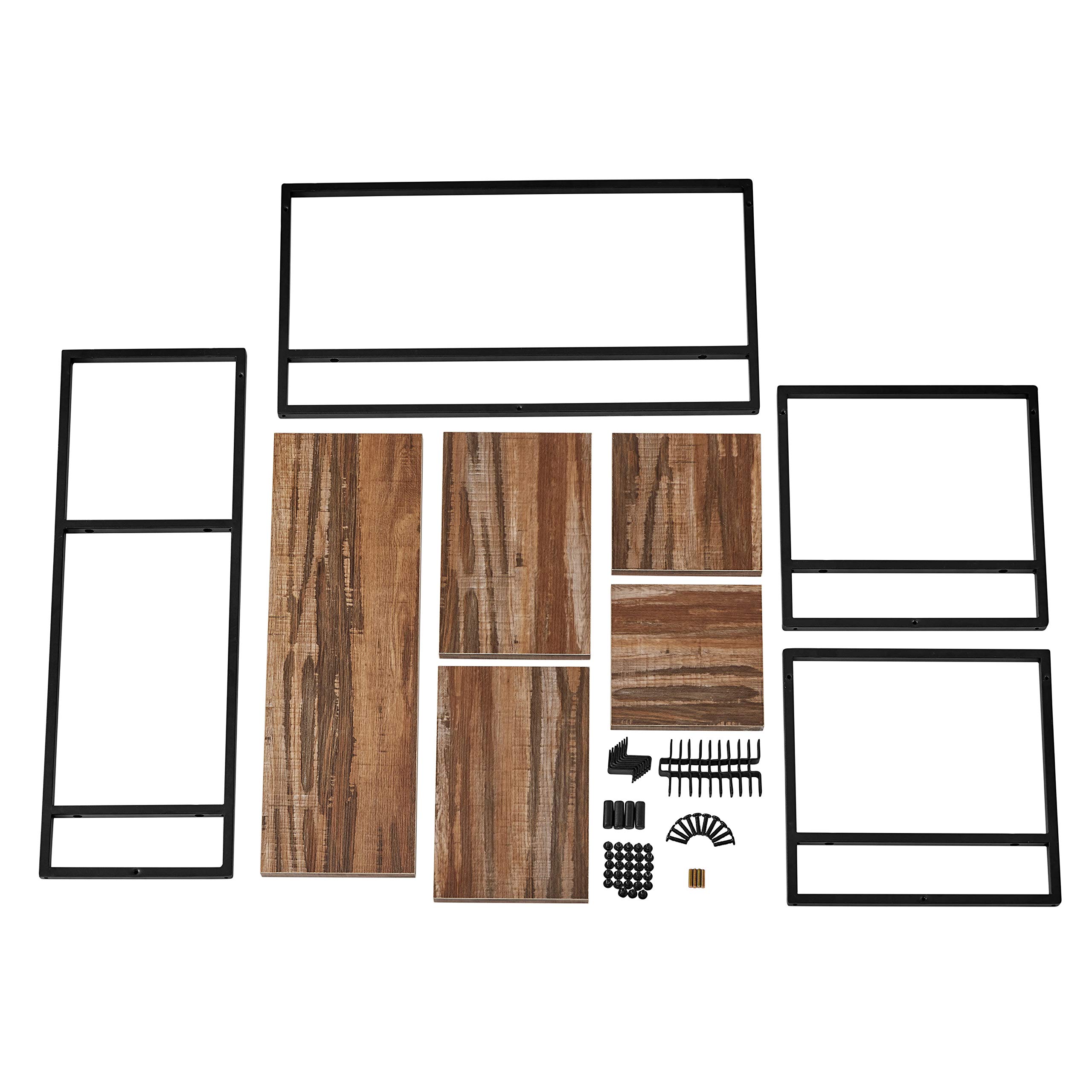 Danya B Framed Wall Art 4-Piece Modern Shelf Set - Metal Frame and MDF Shelves (Brown and Black)