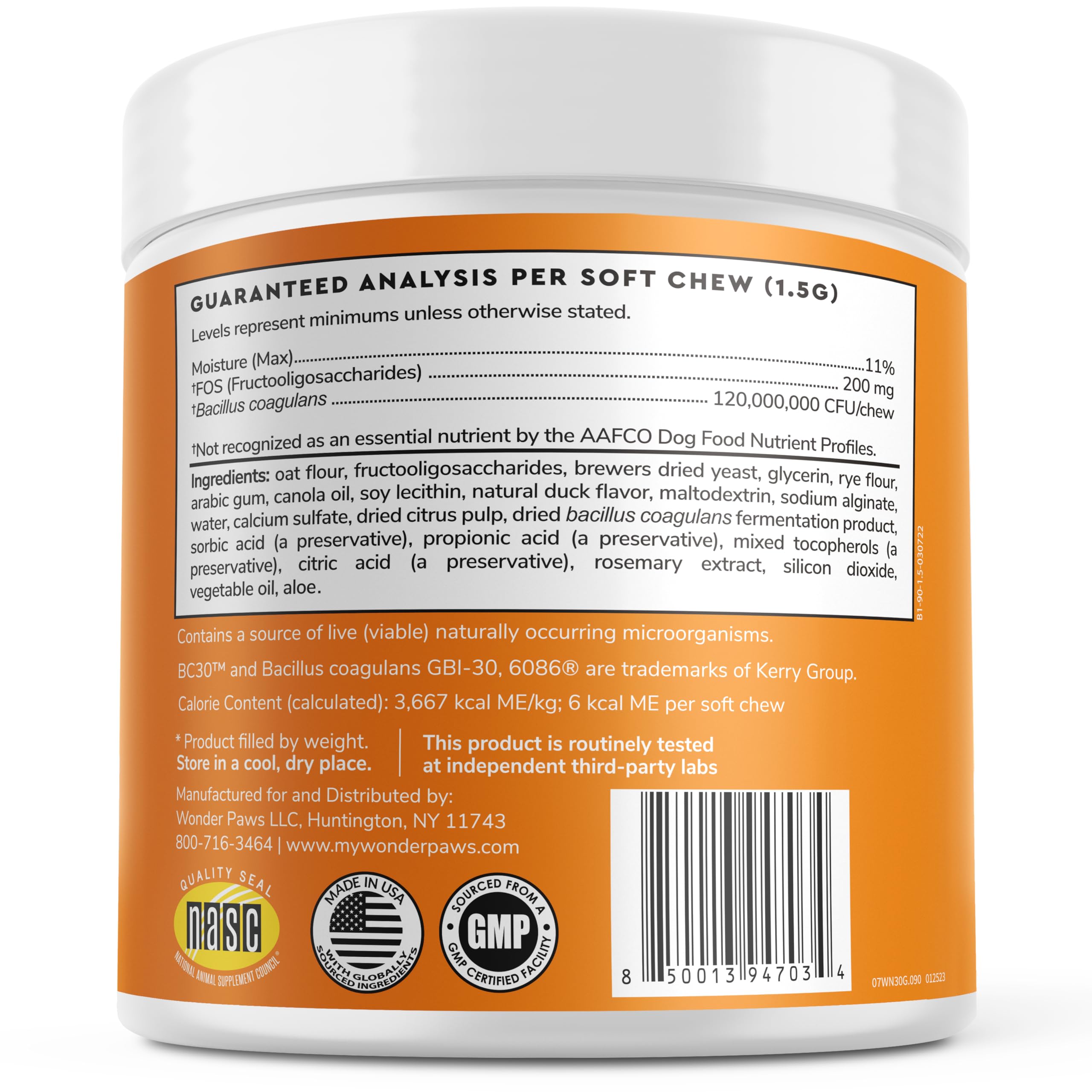 Wonder Paws Probiotics for Dogs – Daily Probiotic Supports Gut Health, Digestion, Gas, Bloating, Constipation, Stomach Relief & Immune Support - With Natural Probiotic & Prebiotic – 90 Probiotic Chews