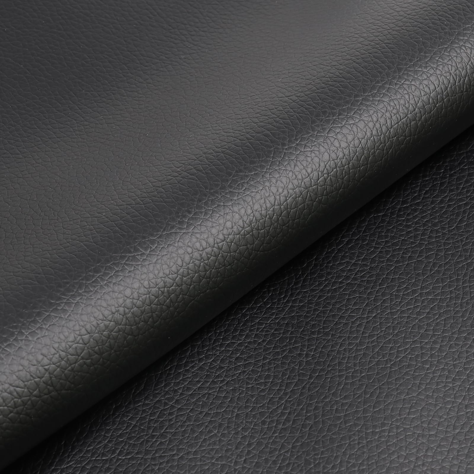 Faux Leather Fabric by The Yard, Upholstery Projects & Auto Interior Reupholstered, Water Proof Durable 55" Width (1Yard, Black)