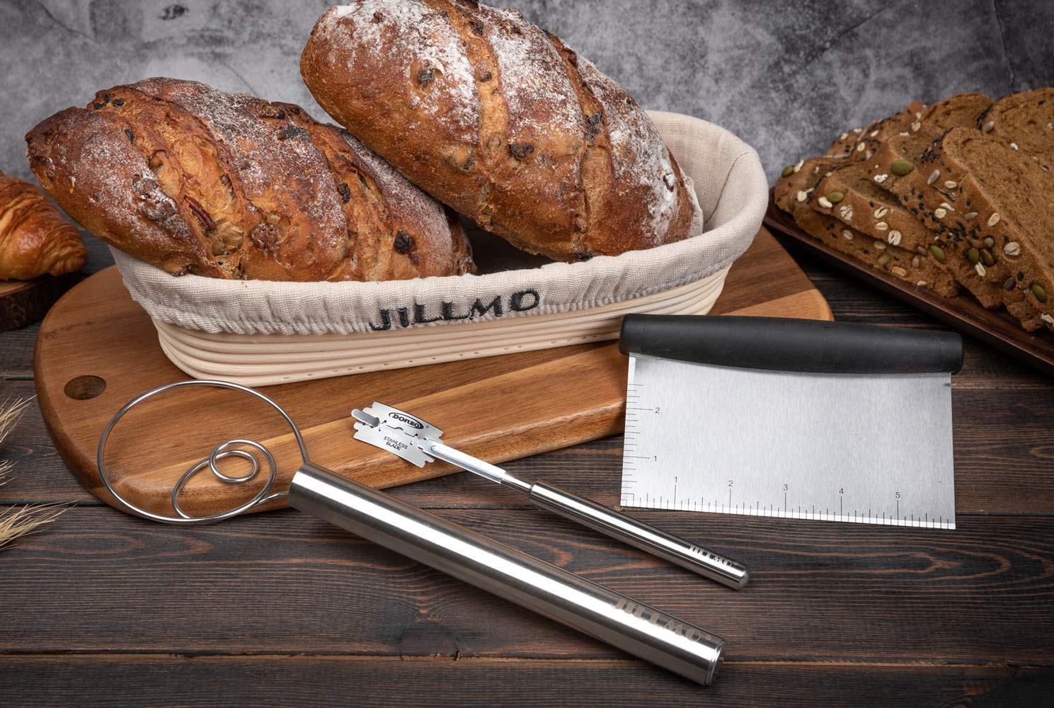 JILLMO Bread Lame, Stainless Steel Bread Scoring Tool with 10 Blades