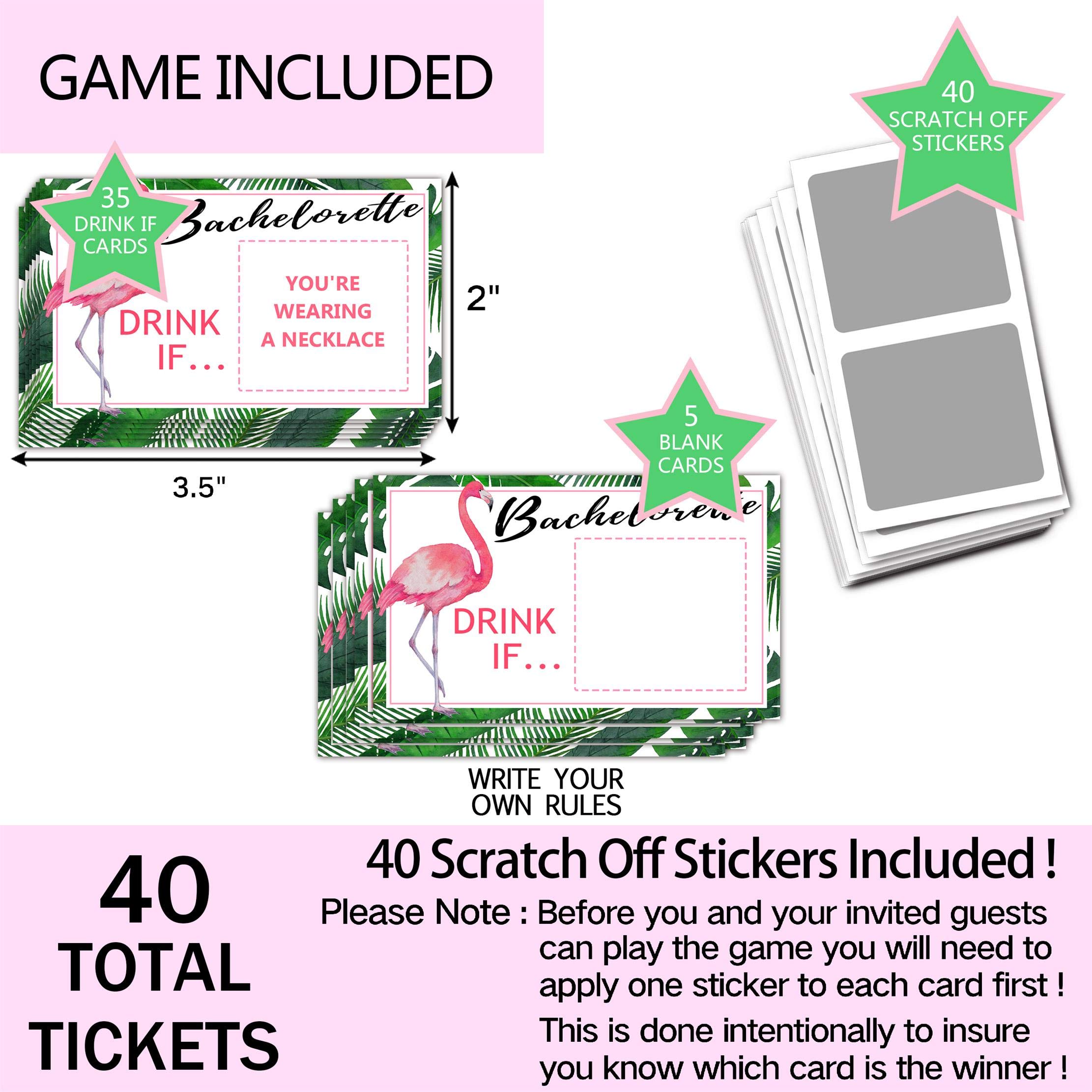 Bachelorette Party Drinking Games - Drink If Games Scratch Off Cards - Perfect for Girls Night Out Activity,Bridal Showers,Bridal Parties,Wedding Showers,Engagement and Birthday - 40 Sheets(Flamingo)