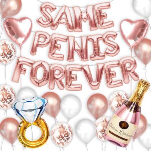 partyforever bachelorette party balloons set with rose gold 16" letters and ring balloon - bachelorette party decorations kit - hen party supplies bridal shower decorations