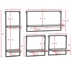 Danya B Framed Wall Art 4-Piece Modern Shelf Set - Metal Frame and MDF Shelves (Brown and Black)