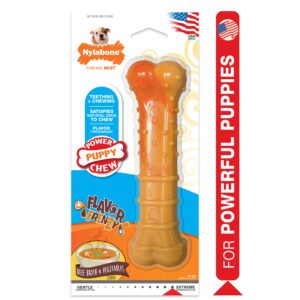 Nylabone Puppy Power Chew Toy - Tough and Durable Puppy Chew Toy for Teething - Puppy Supplies - Beef Broth & Vegetable Flavor, Small (1 Count)