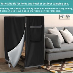 Folding Bed Storage Cover - 38" Waterproof Dustproof Universal Rollaway Bed Protector Cover - Fits 38 Inch Folding Bed (39 "L × 15" W × 44.8 "H) - Black