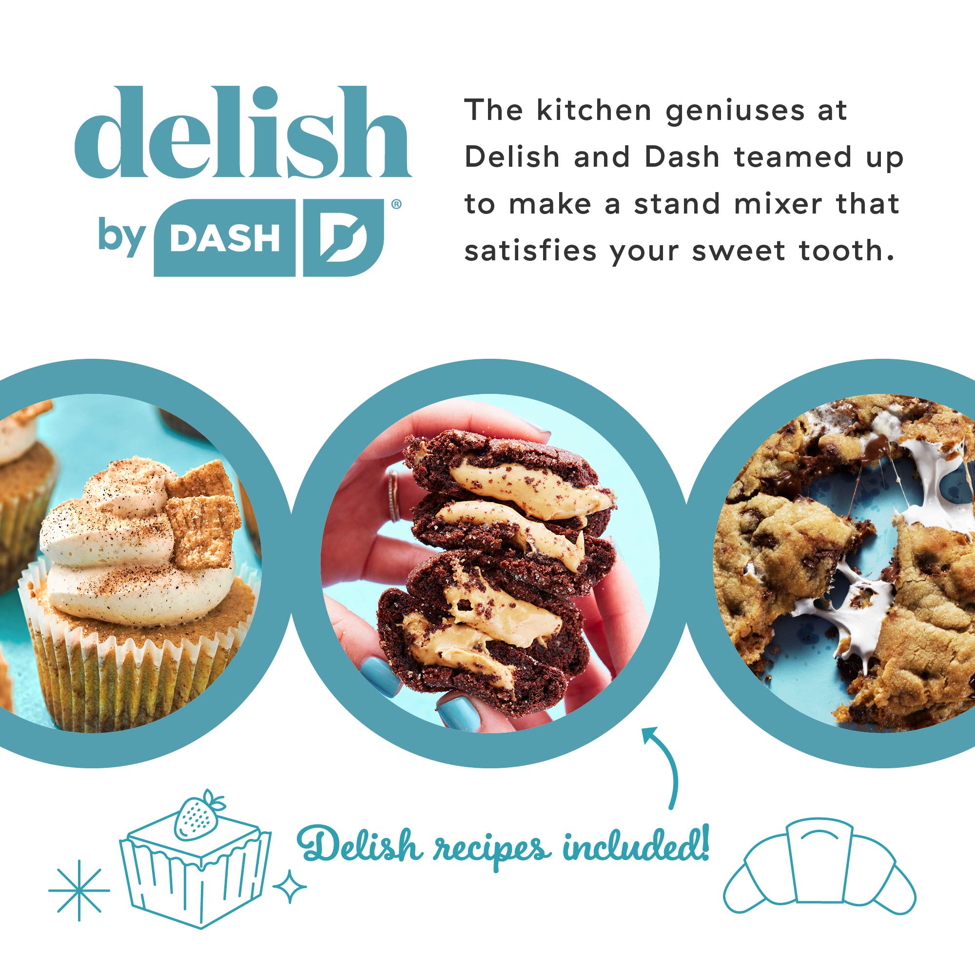 DASH Delish by DASH Compact Stand Mixer, 3.5 Quart with Beaters & Dough Hooks Included - Orange