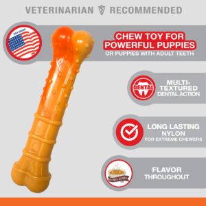 Nylabone Puppy Power Chew Toy - Tough and Durable Puppy Chew Toy for Teething - Puppy Supplies - Beef Broth & Vegetable Flavor, Small (1 Count)