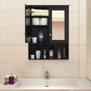 VEIKOUS 23.6 x30.4inch Medicine Cabinets for Bathroom, Oversized Bathroom Cabinet Wall Mounted w/Dual Mirror Doors & Adjustable Shelves, Espresso