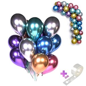 birthday balloons, latex metallic balloons 12 inches (50 balloons), party balloons, helium balloons, colorful balloons, multicolor balloons, wedding balloons, baby shower balloons, decorations