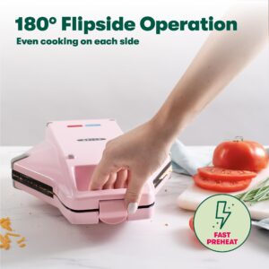 BELLA Bubble Waffle Maker for Hong Kong Style Breakfast Dessert 9" Waffles, Non-stick Iron Plates for Easy Cleaning and Food Release, Cone Rack Included, Pink