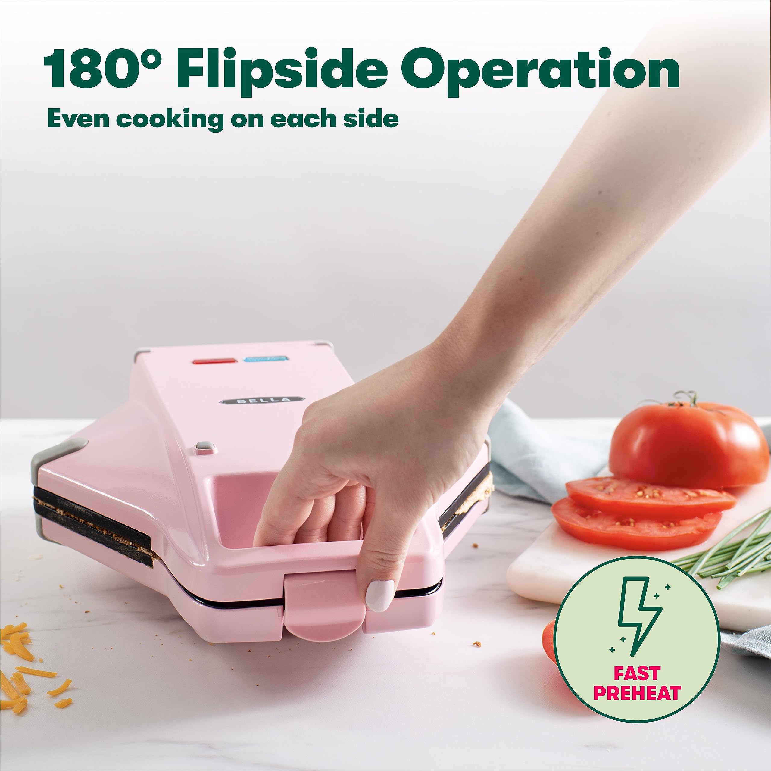 BELLA Bubble Waffle Maker for Hong Kong Style Breakfast Dessert 9" Waffles, Non-stick Iron Plates for Easy Cleaning and Food Release, Cone Rack Included, Pink