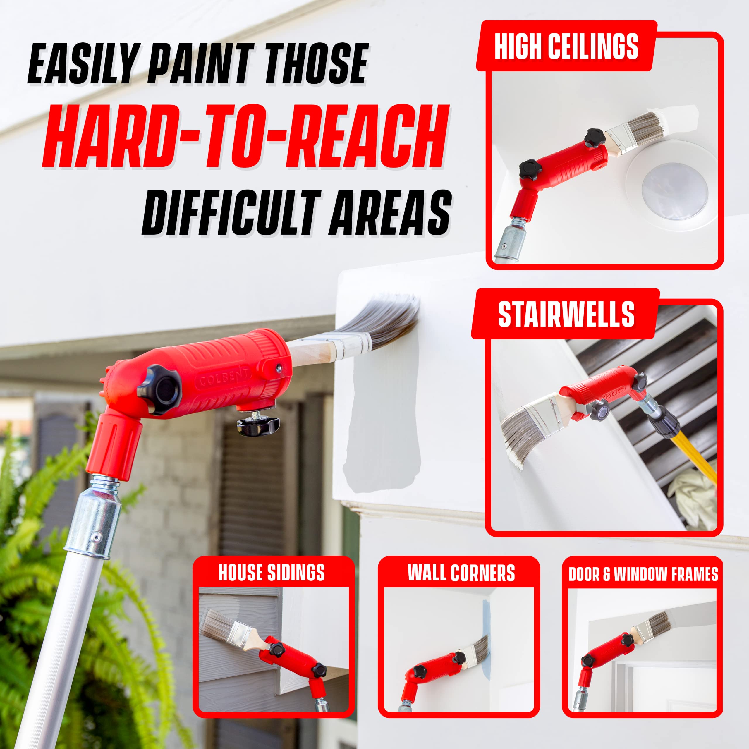 COLBENT Multi-Angle Paint Brush Extender, Paint Edger Tool for High Ceilings | Paint Brush Extension Handle, Corner Painting Tool, Extension Pole Attachments, Long Paint Brush Tool for Painting Pole