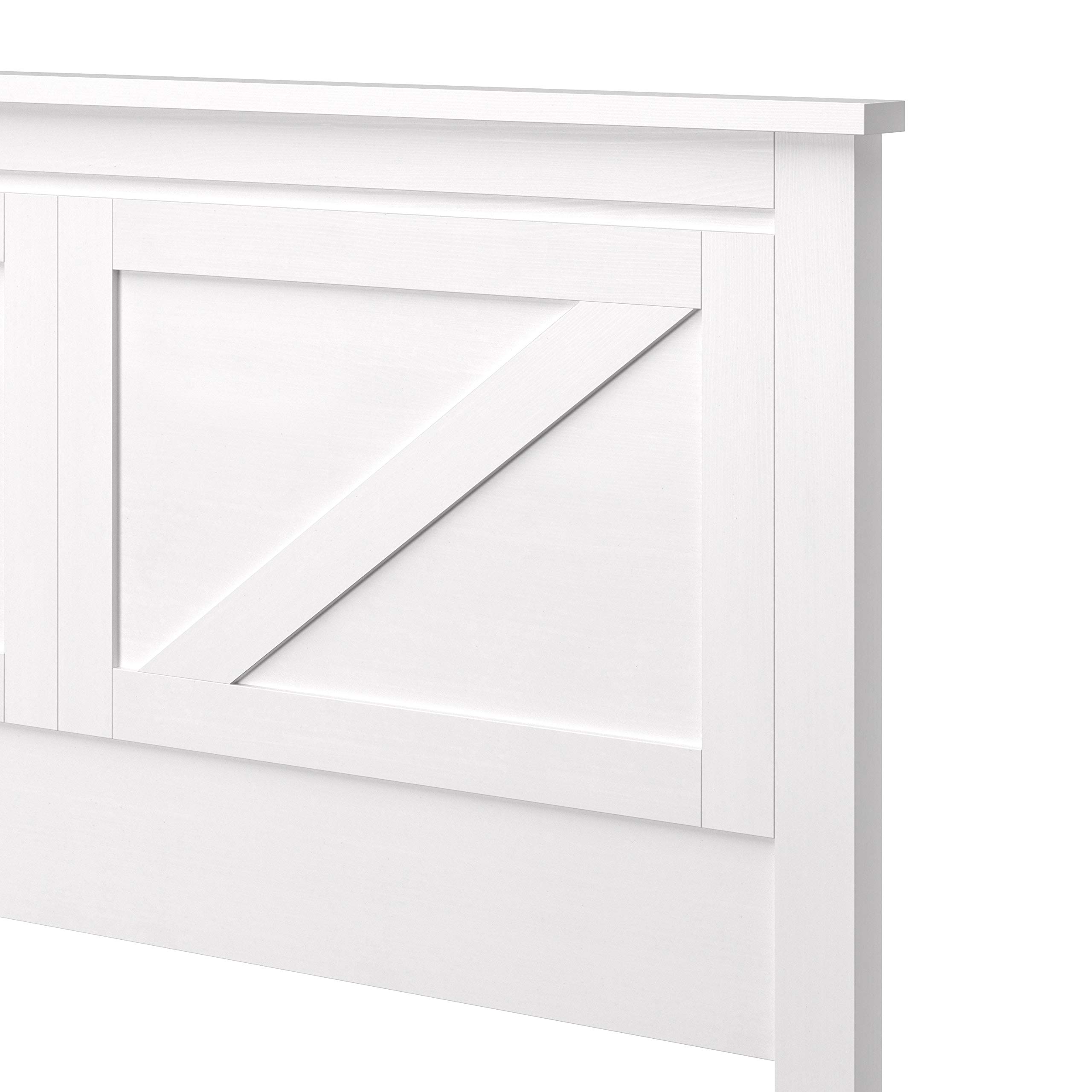 Glenwillow Home Farmhouse Style Wood Panel Headboard in Gloss White - Full Size