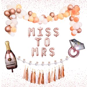 bachelorette party decorations set, rose gold balloon garland kit, bridal shower kit, bridal decorations party, bridal shower decor kit, bachelorette party pack (miss to mrs)