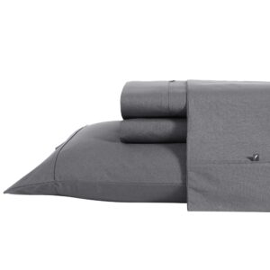 Nautica - Full Sheet Set, Cotton Percale Bedding Set, Crisp & Cool, Lightweight & Breathable (Whale Grey, Full)