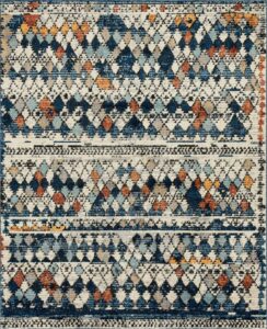 unique loom morocco collection abstract border, diamond, bohemian area rug (8' 0 x 10' 0 rectangular, multi/blue)