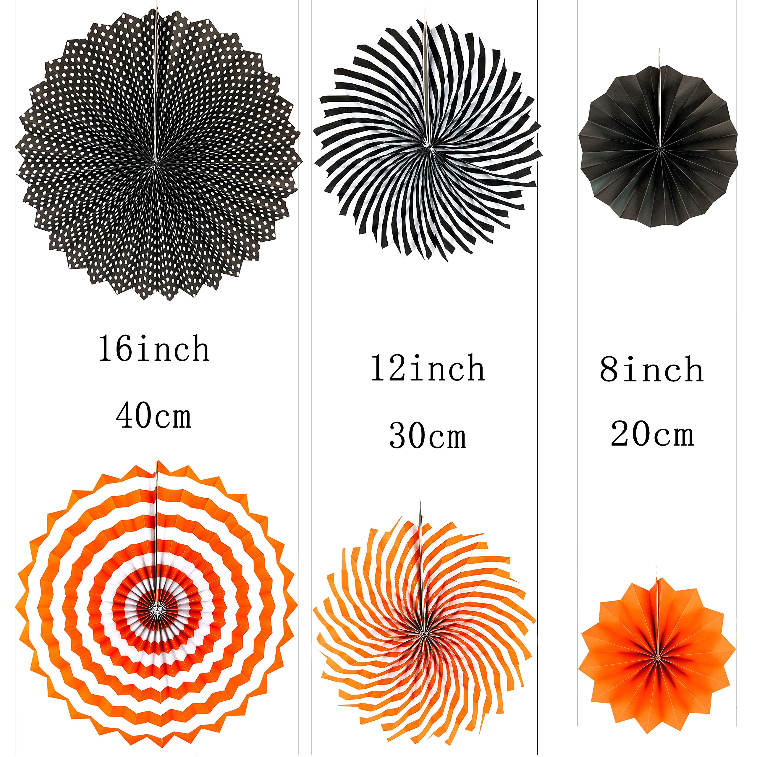 Black Orange Party Hanging Decorations - Halloween Graduation Construction Birthday Baby Shower Wedding Party Tissue Paper Pom-poms Fans Flowers Photo Booth Backdrops Decorations, 10pc