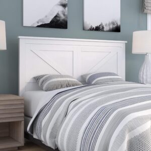 glenwillow home farmhouse style wood panel headboard in gloss white - full size