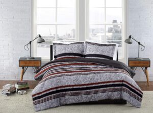 london fog warren stripe king 3-piece duvet cover set