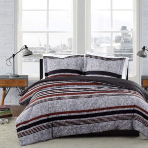 London Fog Warren Stripe King 3-Piece Duvet Cover Set