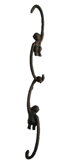 Midwest Craft House 12 Monkey Hooks Plant Camp Kettle Hook Chain Hanger CAST Iron Ape 9 1/4" Long