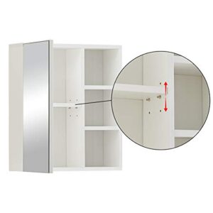 OFCASA 1 Door Bathroom Mirror Cabinet Wall Mounted Bathroom Cabinet with Adjustable Storage Shelf Medicine Cabinet for Bathroom Shower Room(White)