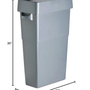 Genuine Joe 23-Gallon Slim Waste Container, 30" x 20" x 11", Gray, 4 Piece