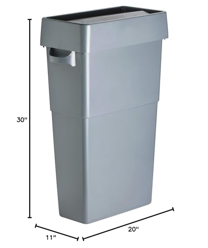 Genuine Joe 23-Gallon Slim Waste Container, 30" x 20" x 11", Gray, 4 Piece