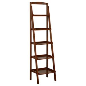 coaster furniture 5-shelf ladder bookcase solid wood frame cherry 18.5" w x 15.75" d x 71.75" h 804369