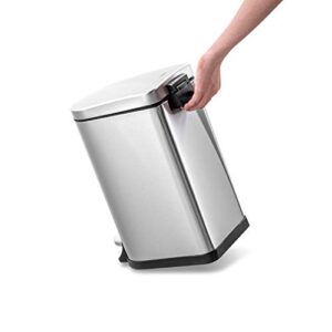 QUALIAZERO 2.6Gal Heavy Duty Hands-Free Stainless Steel Bath/Office Step Trash Can, Fingerprint-Resistant Soft Close Lid Trashcan, 10L / 2.6 GAL