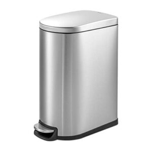 qualiazero 10.6gal heavy duty hands-free stainless steel office/kitchen step trash can, fingerprint-resistant soft close lid trashcan, 40l / 10.6 gal