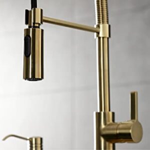 Kingston Brass LS8773CTL Continental Pre-Rinse Kitchen Faucet, Brushed Brass