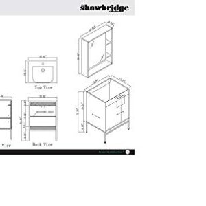 Fine Fixtures - Modern White 24" Bathroom Vanity Set, Satin Brass Hardware, Vireous China Sink Top