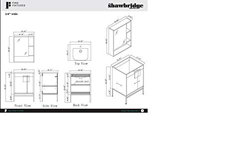 Fine Fixtures - Modern White 24" Bathroom Vanity Set, Satin Brass Hardware, Vireous China Sink Top