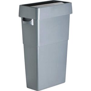 Genuine Joe 23-Gallon Slim Waste Container, 30" x 20" x 11", Gray, 4 Piece