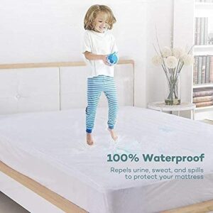 Emporiah Waterproof Mattress Protector Twin Size Noiseless and Breathable Mattress Cover with 14 Inch Deep Pockets Cooling Mattress Topper Quilted Mattress Pad (39 x 75 Inch)