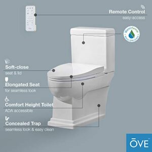 Ove Decors Nova Bidet Toilet Built-in Tankless Elongated, Automatic Flushing, Heated Seat, Soft Close, ECO Mode with Remote Control, White