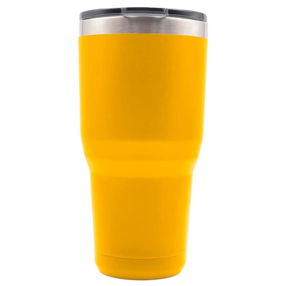 Yukon Outfitters Outdoor Active Sport Stainless Steel Drink Beverage Tint Slider Lid Double Wall Vacuum Insulated Powder Finish Freedom Tumbler, 30 oz, Gold - Don't Tread on Me