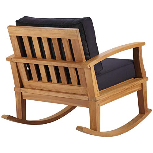 Modway EEI-4177-NAT-NAV Marina Patio Teak Rocking Chair, Natural Navy