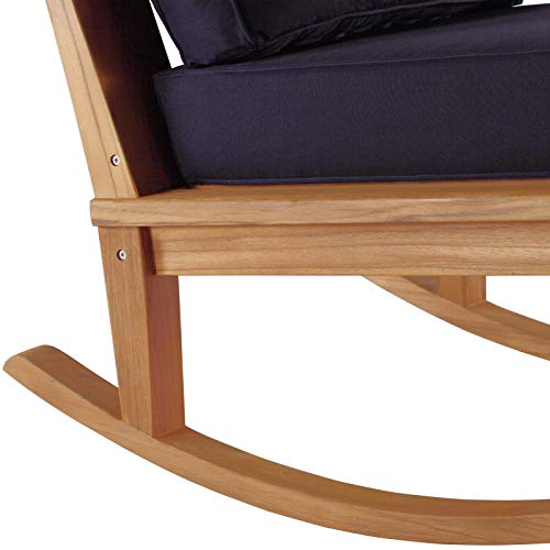 Modway EEI-4177-NAT-NAV Marina Patio Teak Rocking Chair, Natural Navy