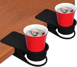 2pcs drinking cup holder clip, kalolary desk bottle cup stand diy glass clamp storage saucer clip water coffee mug holder saucer clip design for home & office, black