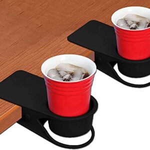 2PCS Drinking Cup Holder Clip, Kalolary Desk Bottle Cup Stand DIY Glass Clamp Storage Saucer Clip Water Coffee Mug Holder Saucer Clip Design for Home & Office, Black