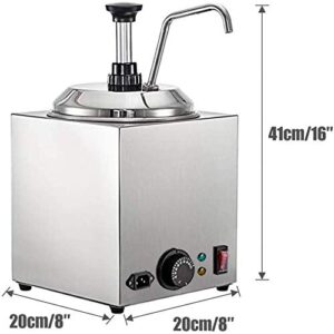 Anbt Commercial Hot Fudge Warmer,Nacho Cheese Sauce Warmer Pump Dispenser,650W Cheese Warmer Stainless Steel for Restaurants,Snack Stations,Cupcake Store