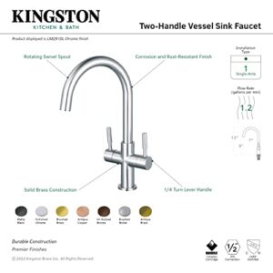 Kingston Brass LS8293DL Concord Vessel Faucet, Brushed Brass, 4.13 x 7.44 x 13.44