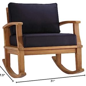 Modway EEI-4177-NAT-NAV Marina Patio Teak Rocking Chair, Natural Navy