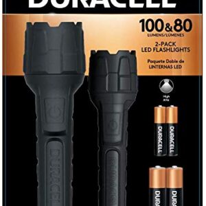 Duracell Heavy Duty Rubber Flashlight Combo Pack -100 & 80 Lumen Flashlights - Rubberized Construction with Comfort Grip Design and 2-AA & 2-AAA Batteries Included. Great for in-Door & Out-Door Use