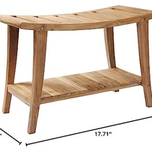 NORDIC STYLE TEAK Wood Shower and Spa Bench with Shelf, Indoor and Outdoor Use (30" Asian Style)